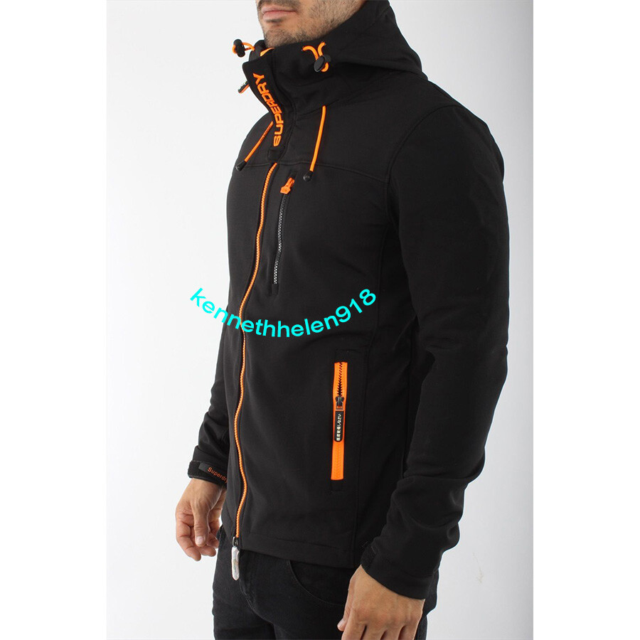 SUPERDRY WINDTREKKER JACKET COAT BLACK FLURO ORANGE MENS SIZE LARGE | eBay