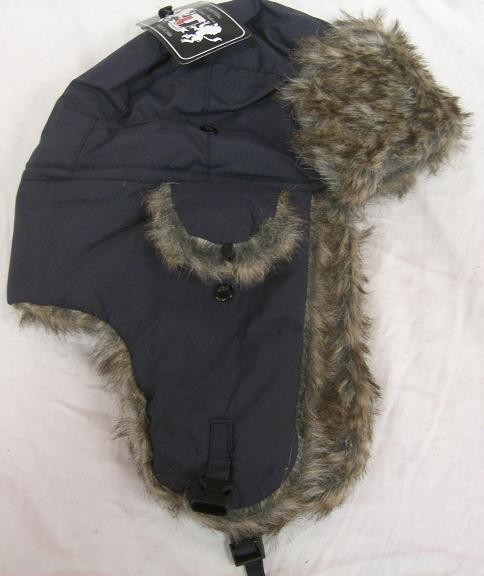 FAUX FUR NAVY BLUE WINTER AVIATOR TROOPER CAP HAT trapper winter ...