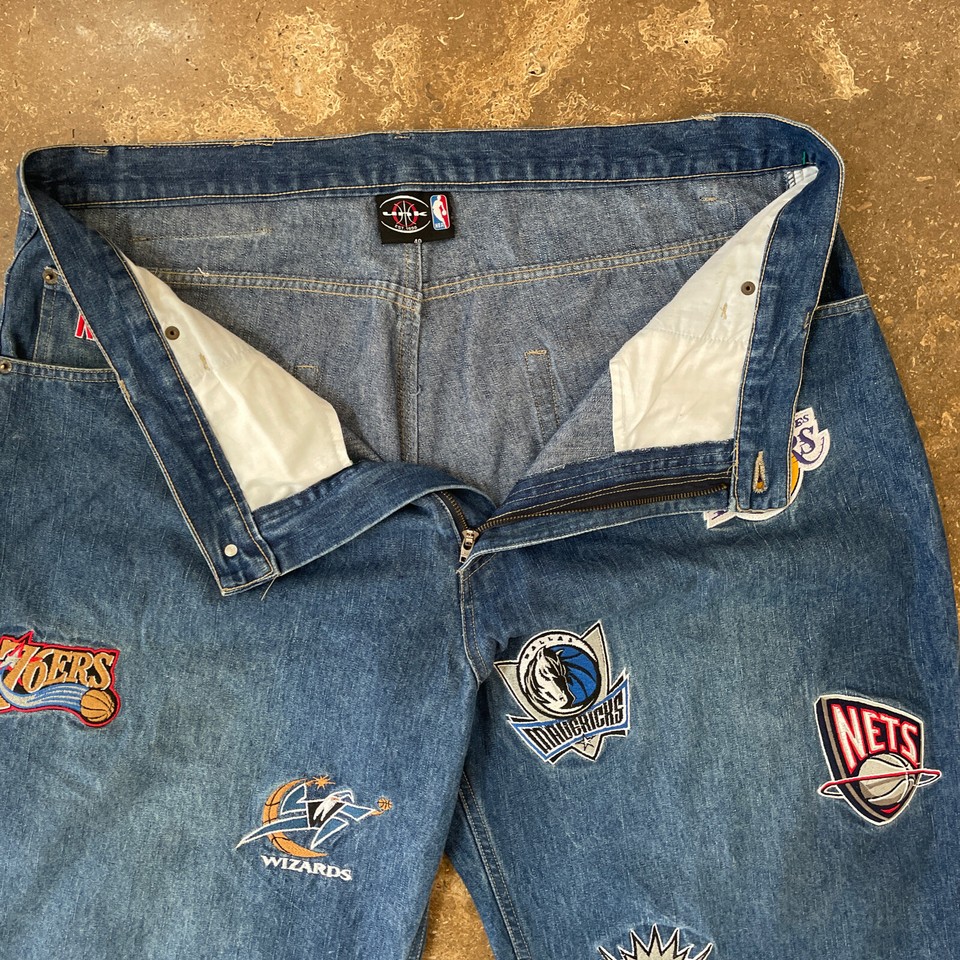 Vintage NBA Unk Denim Shorts Embroidered Patch Jean Shorts Sz 40 16 ...