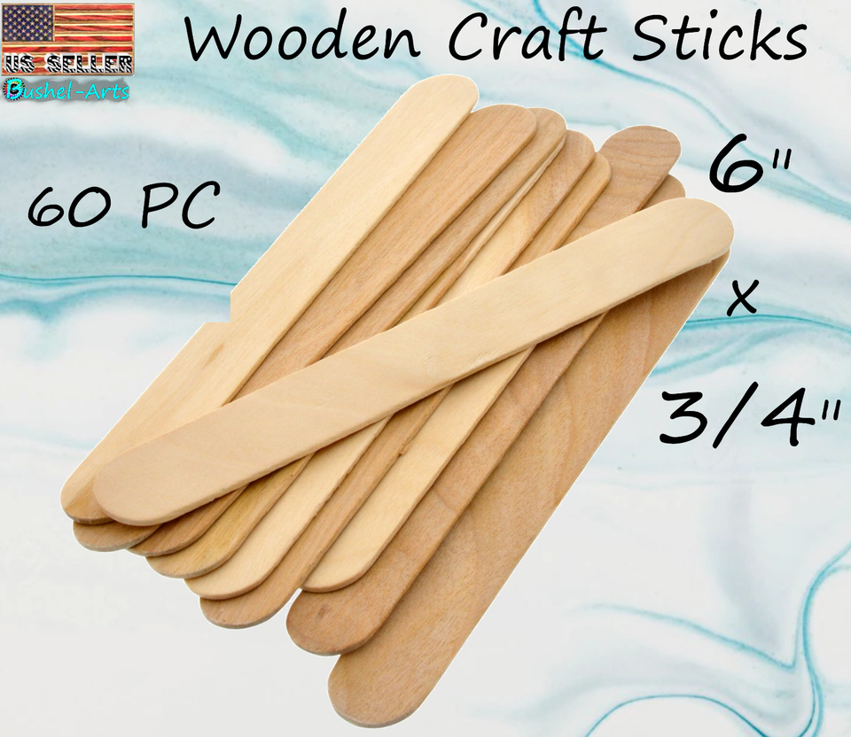 3 Packs of 60ct Large Wooden Craft Popsicle Sticks ~Crafters Square ~6 ...