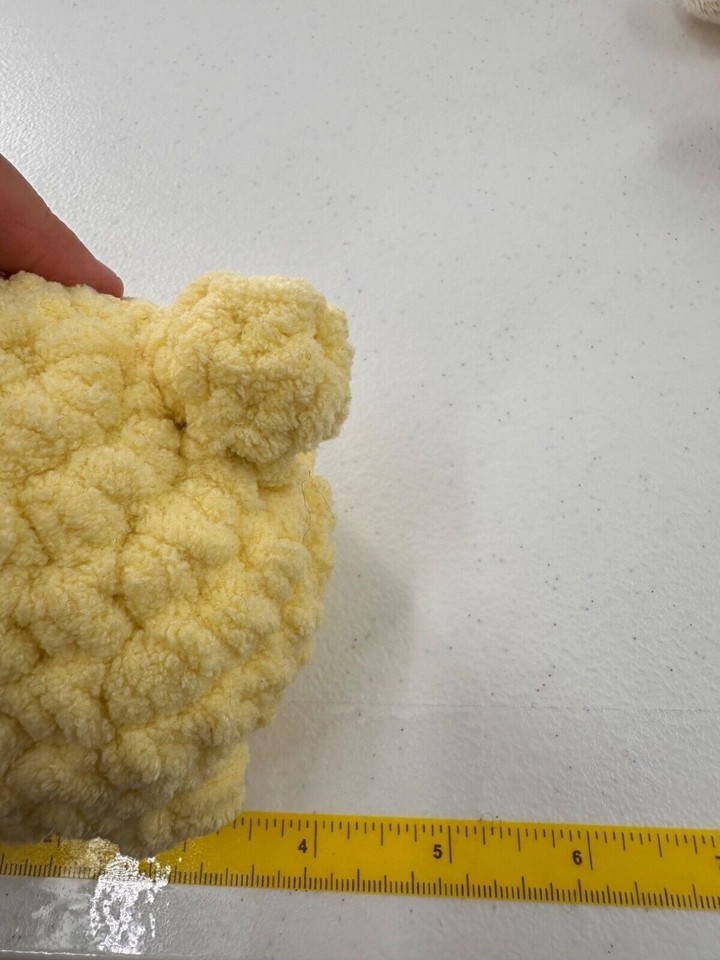 Handmade Yellow Plush Bunny Toy Pink Details & Black Eyes Crochet Yarn ...