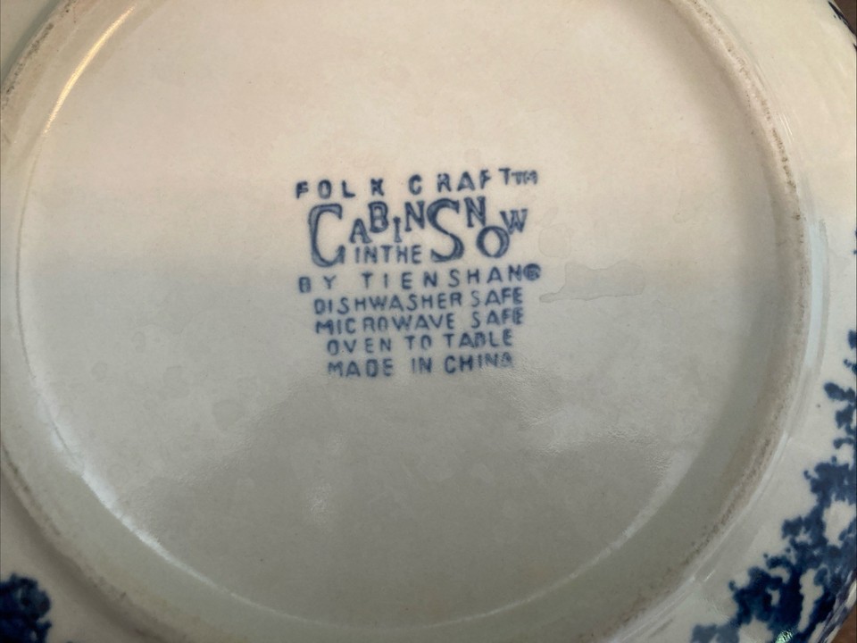 Christmas TIENSHAN Folk Craft "Cabin In The Snow" large casserole dish ...
