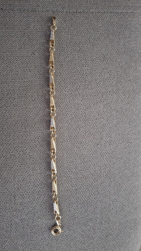 Gold Braclet 14 CT 8inch White&Yellow Gold Bracelet Unisex | eBay UK