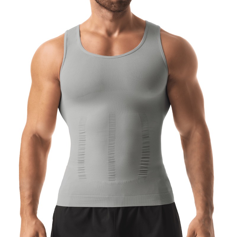 Mens Body Shaper Belly Chest Compression Shirt Slimming Tank Top Abs ...