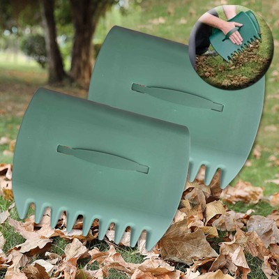 2 x Garden Leaf Grabber Hand Rakes Handheld Grass Leaves Waste Rubbish ...