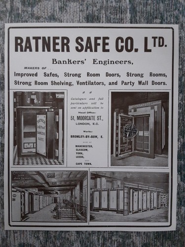 Antique 1911 Print Ratner Safe Co Ltd London Advert | eBay UK