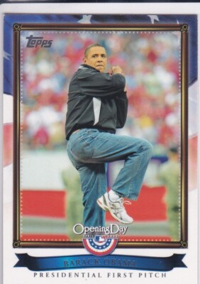 BARACK OBAMA 2011 Topps Opening Card PRESIDENTIAL FIRST PITCH Chicago ...