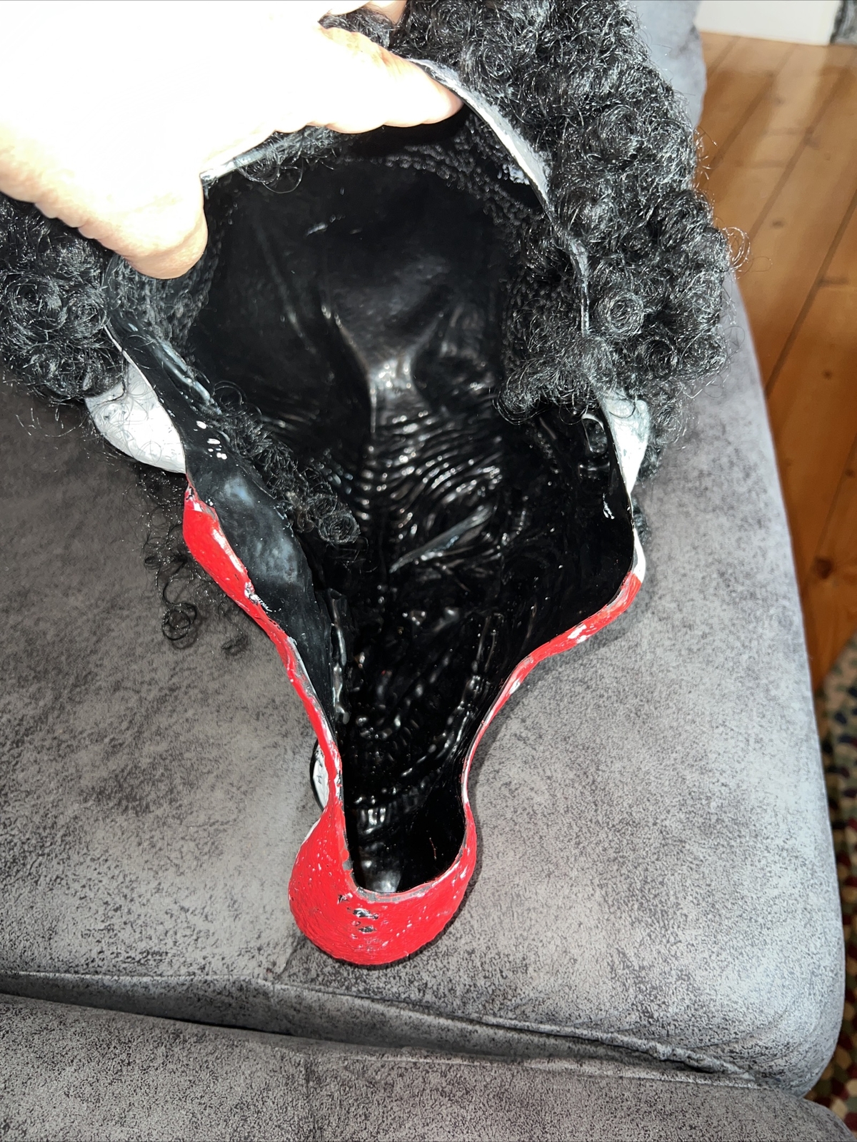 Scary Clown Halloween Rubber Mask Zombie Skull Black Hair Evil Horror ...