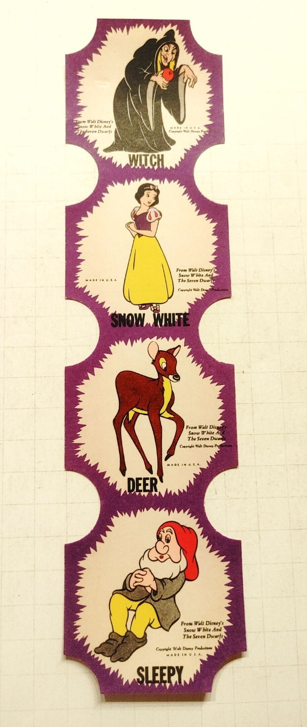 Vintage Uncut 1950's Snow White Bread End Label Strip Walt Disney Witch ...