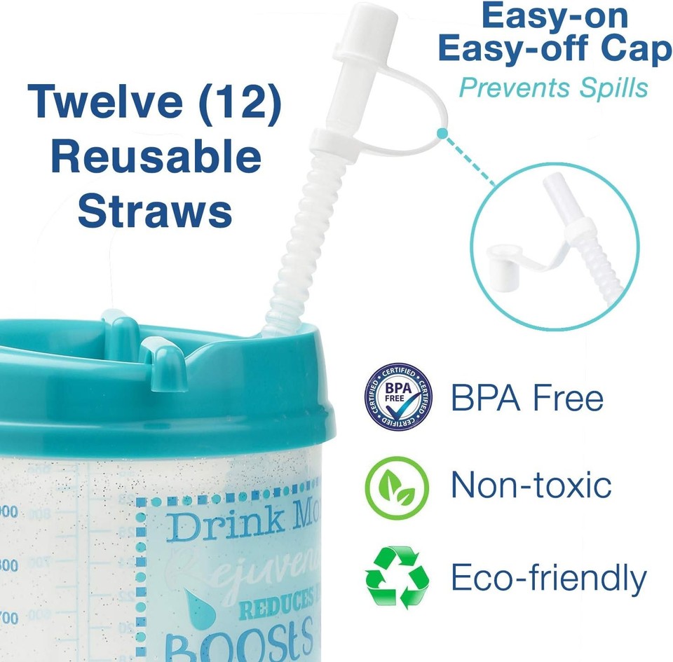 Reusable Plastic Straws with Caps - Bendable and Flexible for Drinking ...