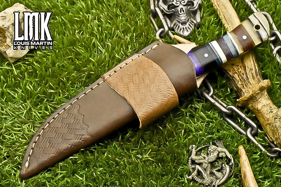 LMK Hot Item Full Tang Knife Ladder Damascus Corain Hunting Veterans ...