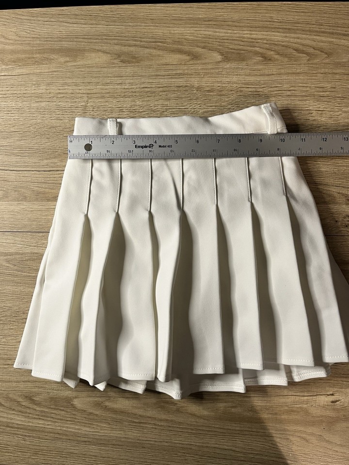 Girl’s White Pleated Skater Tennis Mini Skirt School Uniform Belt Loops ...