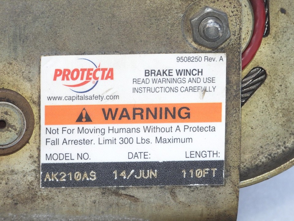 PROTECTA AK210AS HEAVY-DUTY 110-FOOT CONFINED SPACE BRAKE WINCH LIMIT ...