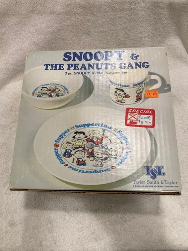 Rare Taylor NOS Original Vintage Snoopy Peanuts 1968 3Pc Kid Ironstone ...