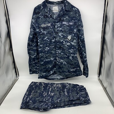 VTG US Navy Camouflage Blue Digital NWU Outfit Full Uniform Trousers ...