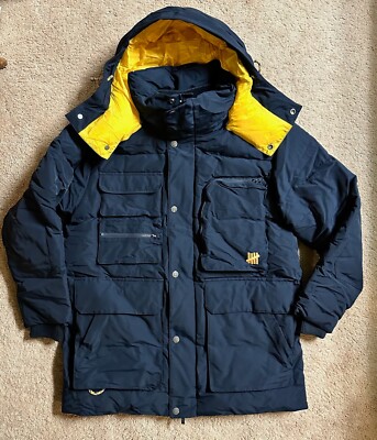 UNDEFEATED Men's AUTHENTIC GOOSE DOWN PARKA JACKET Navy Blue Size ...