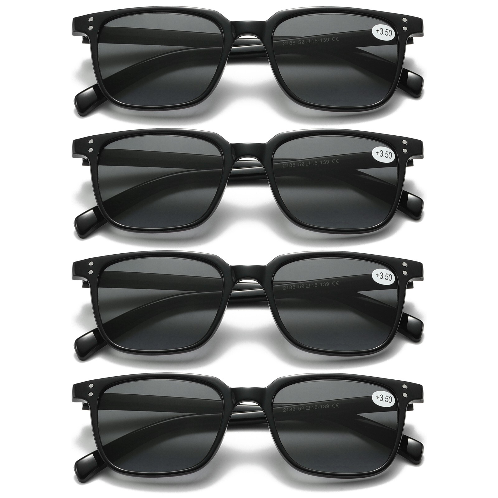 4 PK Unisex Full Lens Tinted Sun Readers Reading Sunglasses UV400 Black ...