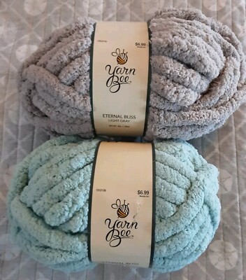 2 NEW Yarn Bee Eternal Bliss Chunky Yarn (Spa Blue + Light Gray) 8oz ...