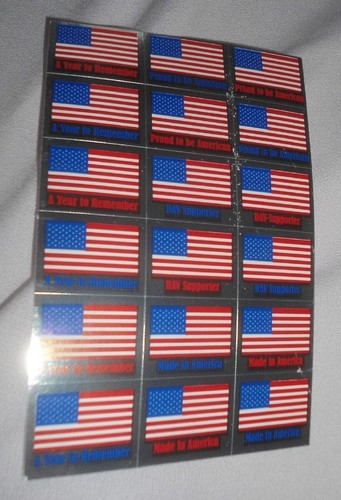 1 DAV Patriotic SILVER Metallic 18 Small American Flag Stickers Seals ...