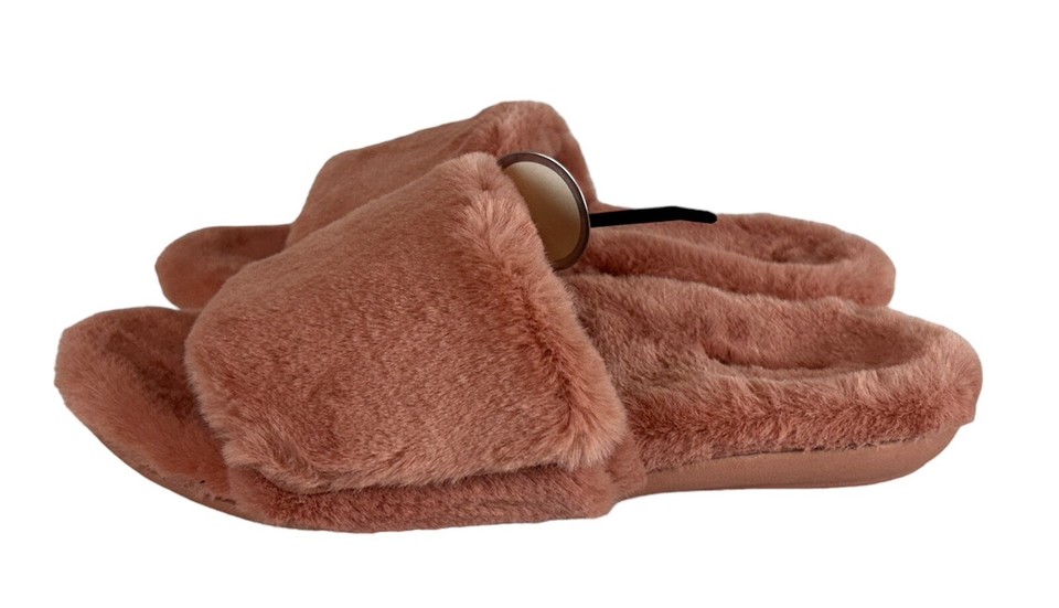 NEW Vionic SOFT Faux Fur Adjustable Dream Supportive Women’s Slippers ...