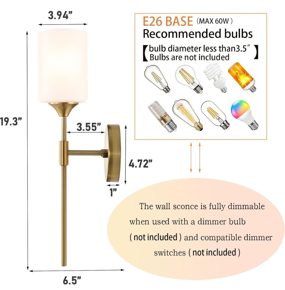 Byoliima Modern Gold Wall Light Set Of 2 Metal And Glass Sconces Living ...