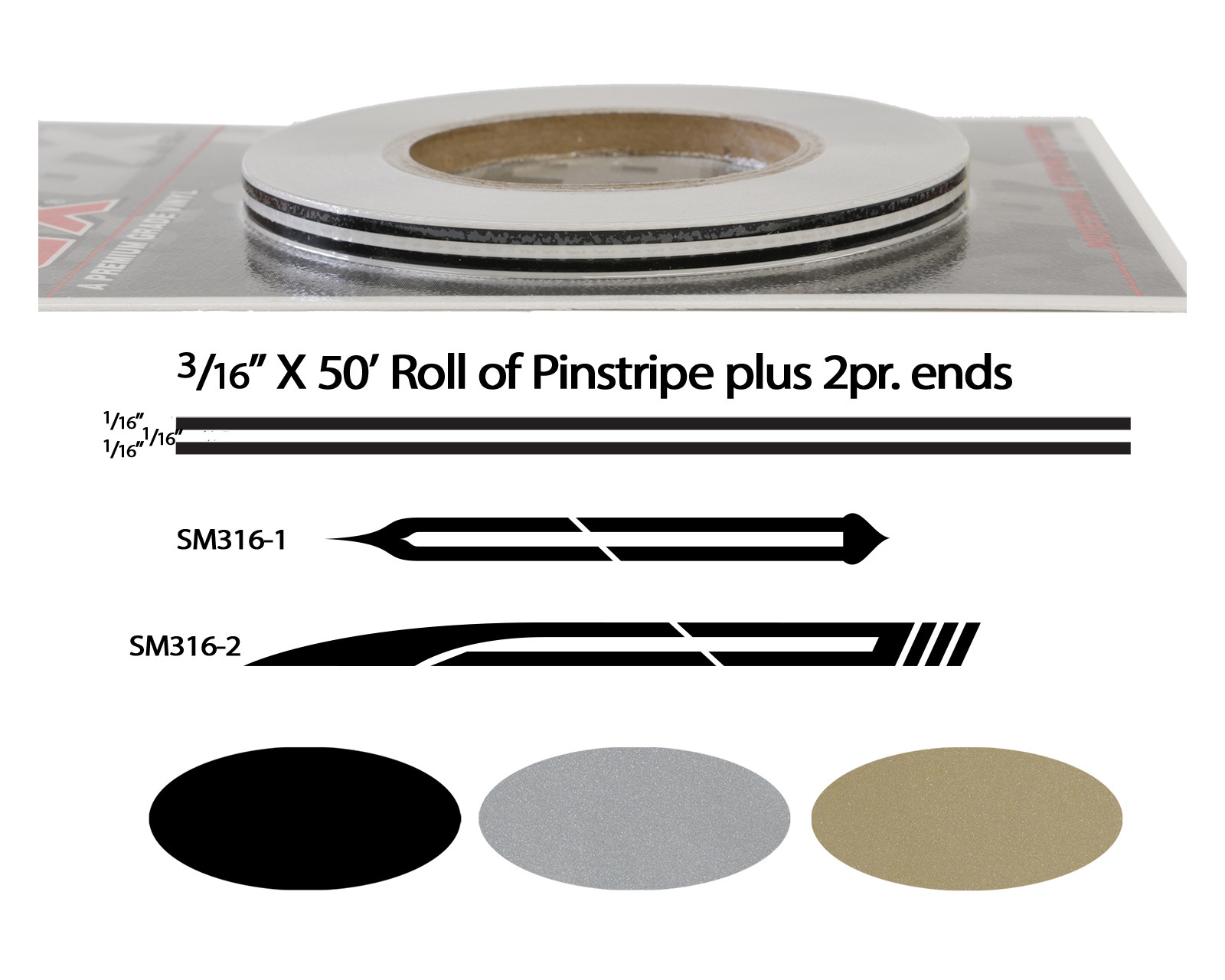 3/16" x 50' Roll of thin Accent Pinstripe stripe auto truck RV w ends ...