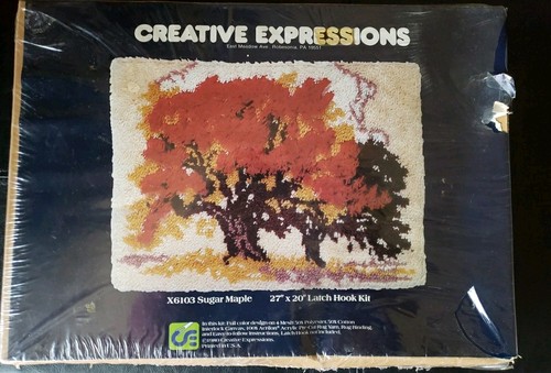 Latch Hook Kit Pre-Cut Rug Yarn Kit 20" x 27" Fall Tree Leaf Foliage ...
