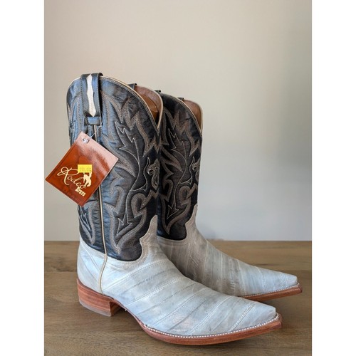 Rodeo Western Boots Mens White Black Leather Cowboy Embroidered Pull On ...