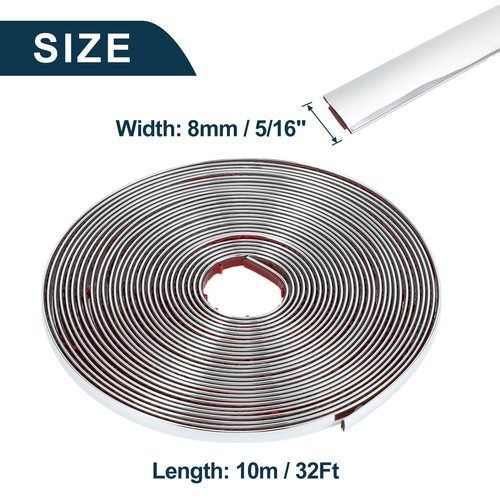 1 Set 5/16" 8mm Car Door Window Trim Strip 32Ft 10m Gloss Silver Tone ...