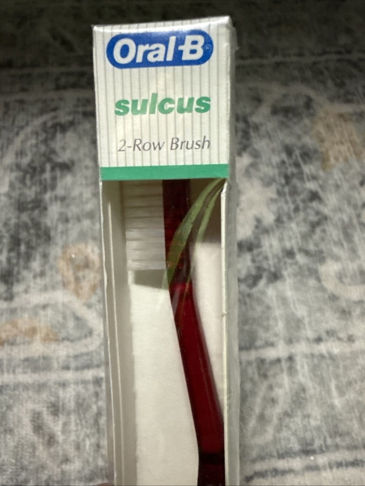 Vintage Oral-B Sulcus Red 2 Row Toothbrush Adult Gum Stimulation Brush ...