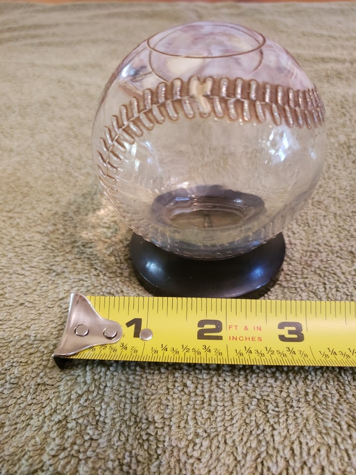 Vintage Clear Glass Embossed Baseball Piggy Ball Bank Rare Black Top | eBay