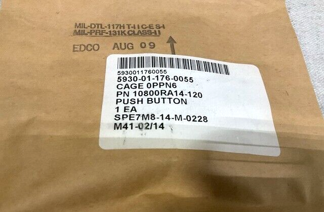 1EA. MILITARY MARK ELECTRONIC 10800RA14-120 PUSH BUTTON 979592-120 ...