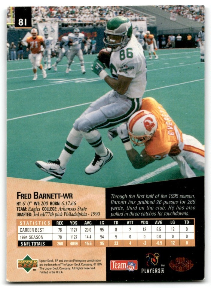1995 SP Fred Barnett #81 Philadelphia Eagles | eBay