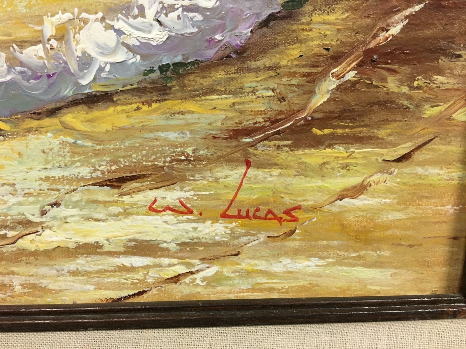 Oil on Canvas Painting Signed W. Lucas Beautiful Seascape Ocean Beach ...