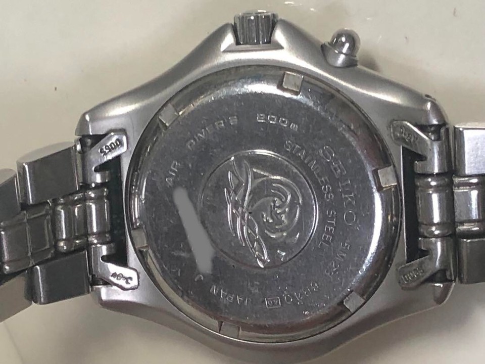 SEIKO AGS Scuba 5M23-6B40 Diver Kinetic Navy Blue Dial Watch Day Date ...