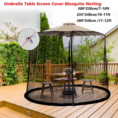 Outdoor Umbrella Table Screen Cover with Zipper Door Mosquitoes Bugs ...