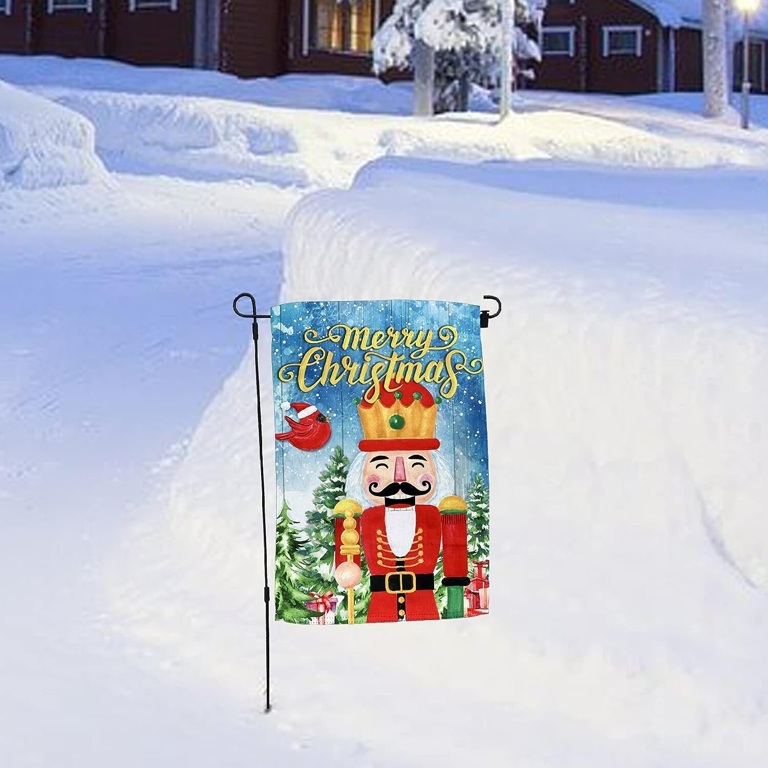 Merry Christmas Nutcracker Garden Flag 12” x 18”, Double Sided, Festive ...
