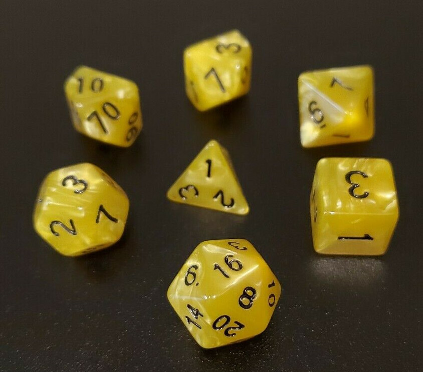 Full Set of Gaming Dice - Golden Swirl - D4 through D20 - Dungeons and ...