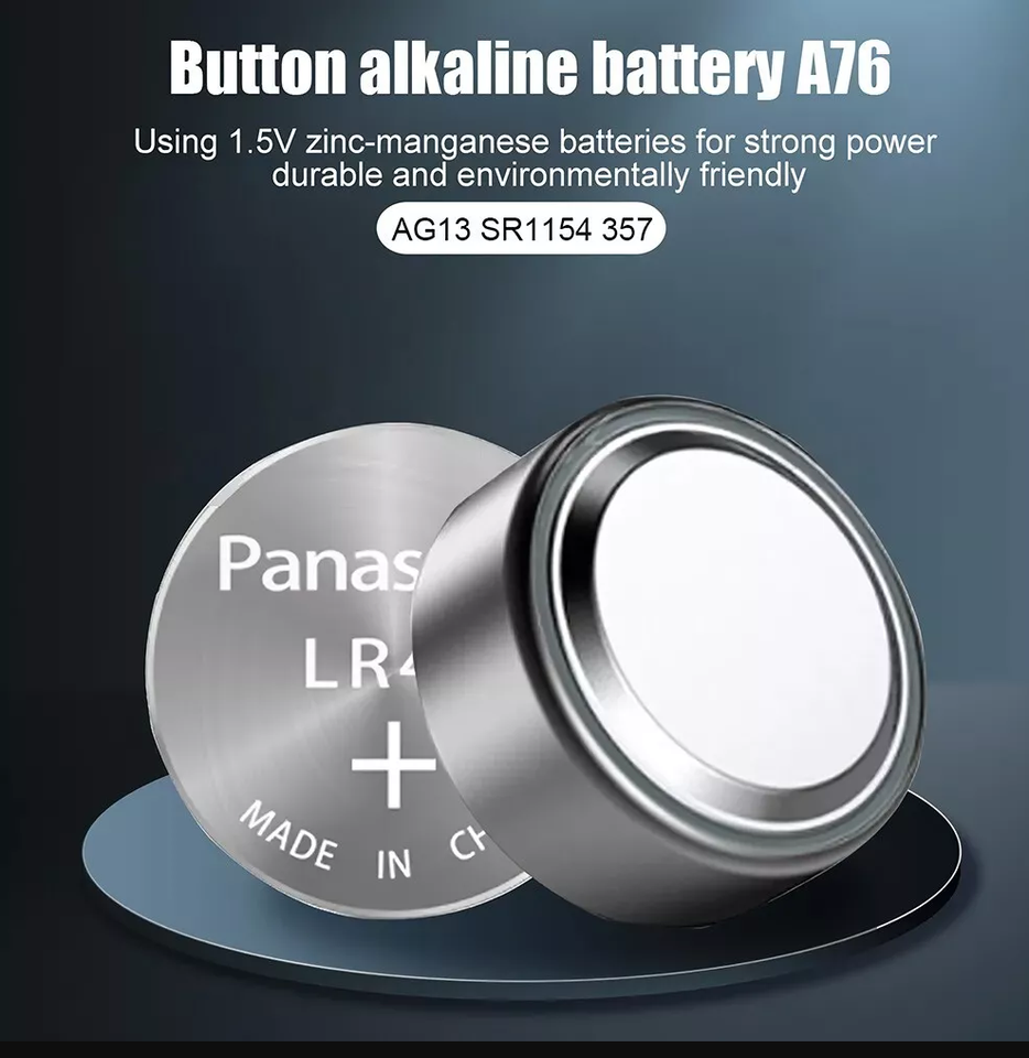 Panasonic A76 LR44/A76 1.5V Alkaline Batteries 10 Count Exp 2028 | eBay