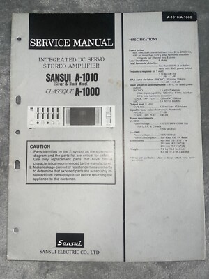 Sansui A-1010 1000 Service Manual Original | eBay