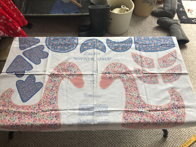 Vintage Printed Calico Mother Goose Fabric Panel Cut Sew or Pillow Doll ...