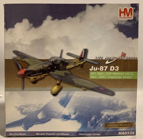 HOBBY MASTER JU-87 D-3 Nov. 1942 Captured Stuka 1/72 Diecast HA0135 ...