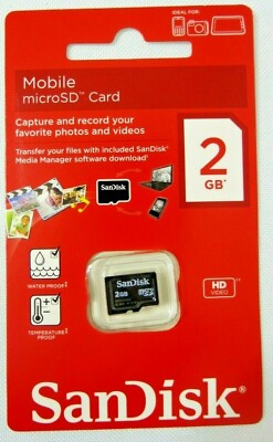 Sandisk MicroSD Card 2 GB Mobile, with Adapter and Clear Case Holder | eBay