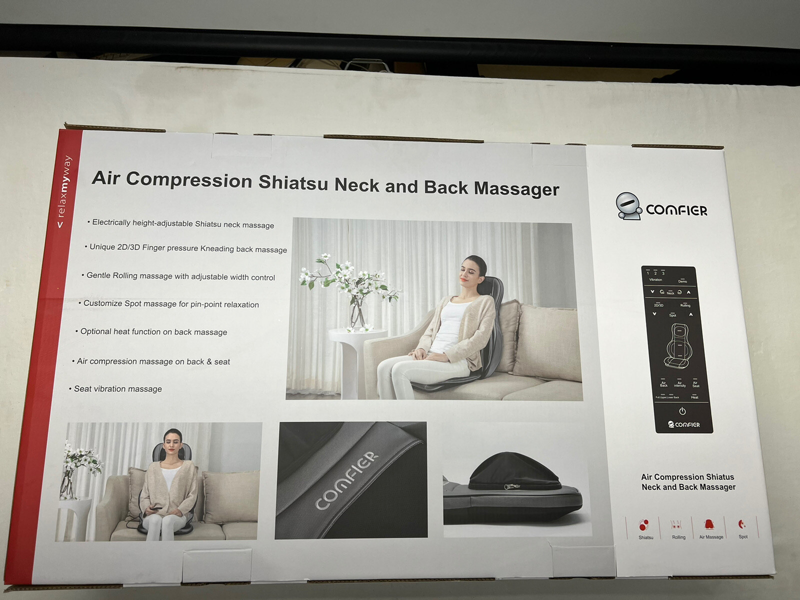 Comfier Shiatsu Neck & Back Massager 2D/3D Full Back Massager with Heat ...