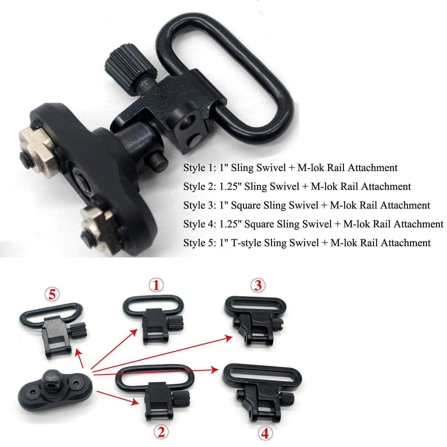 Key mod / M-LOC Rail Attachment Quick Detach Sling Swivel Adaptor ...