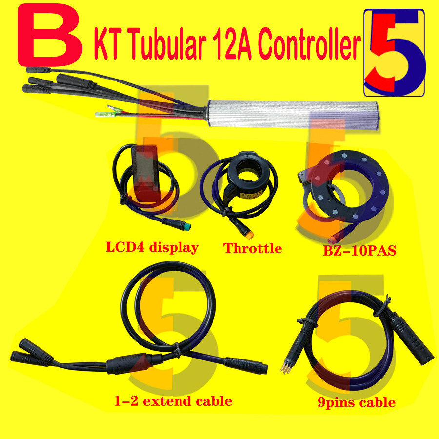 KT Tubular Controller Kit 36V/48V 15A 250W 350W+KT display+PAS+throttle ...