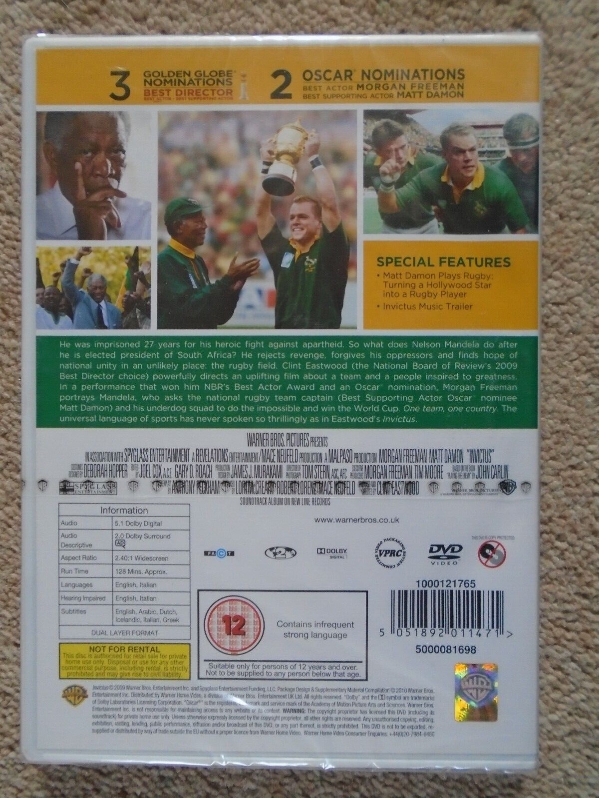 Invictus DVD (2010) staring Matt Damon New 5051892011471 | eBay