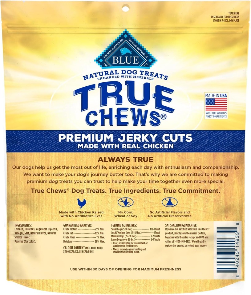 Blue Buffalo True Chews Premium Jerky Cuts Dog Treats, Made in the USA ...