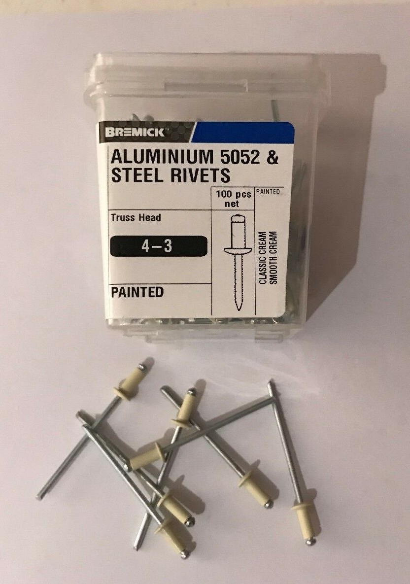 Bremick Pack of 100 Pop Rivets Truss Head Classic Cream / Smooth Cream ...