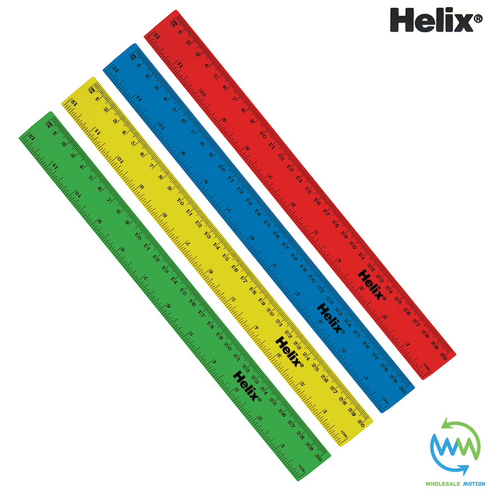 HELIX 30cm Ruler COLOUR 12" SHATTER RESISTANT School Exam 12 Inch ...